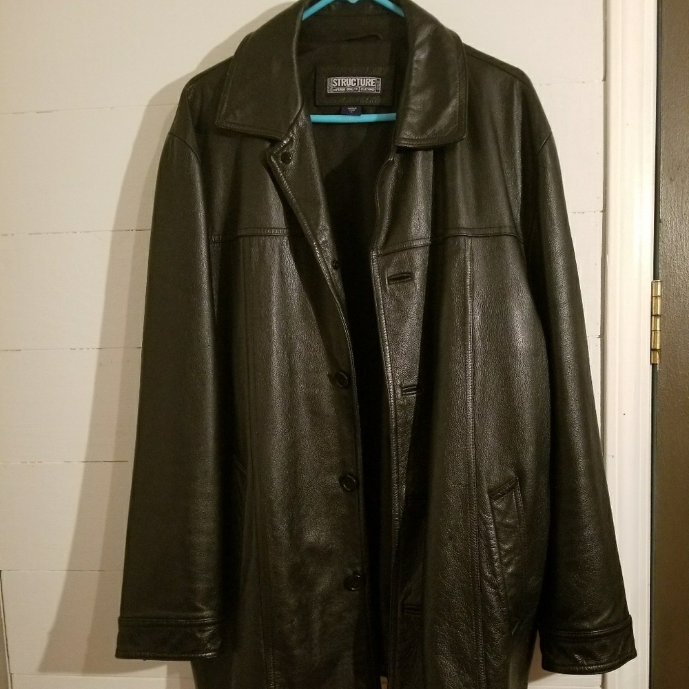 Structure Leather Coat - Gem